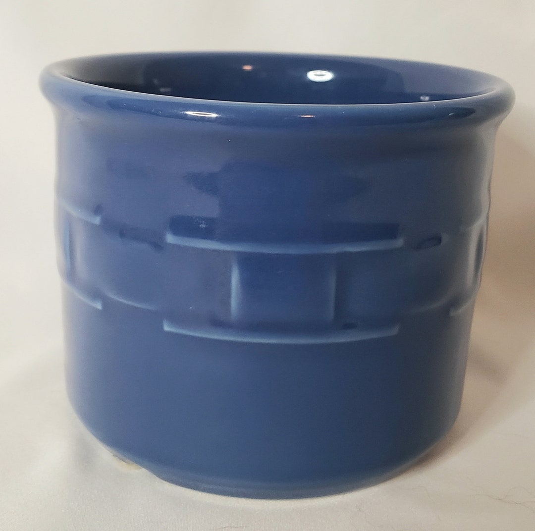 Longaberger Pottery Cobalt Blue 3.5 Ceramic Pot Planter Crock Basket ...