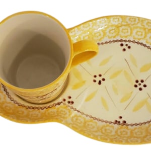Temptations Old World Snack Plate & Coffee Mug Set Yellow Stoneware - Etsy