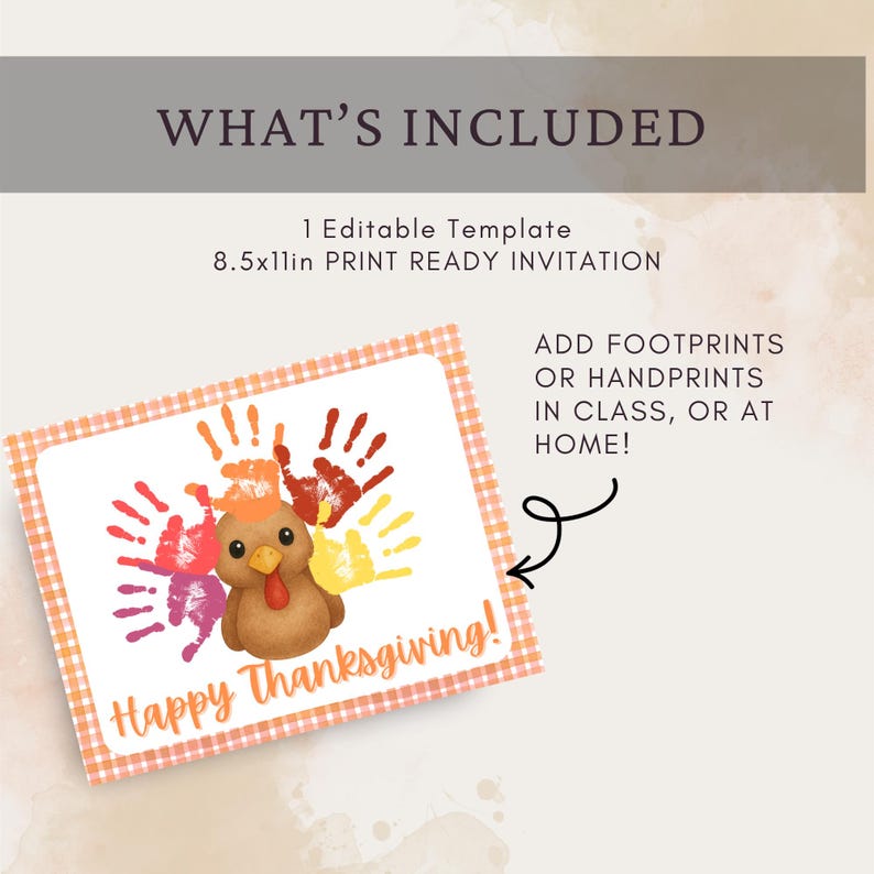 Thanksgiving Handprint Art, Kids Craft Printable, Turkey Keepsake ...