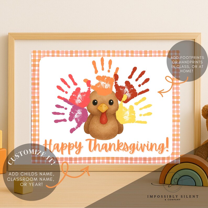 Thanksgiving Handprint Art, Kids Craft Printable, Turkey Keepsake ...