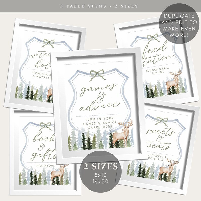 Baby Shower Bundle, Baby Shower Signs, Little Hunter, Editable Table ...