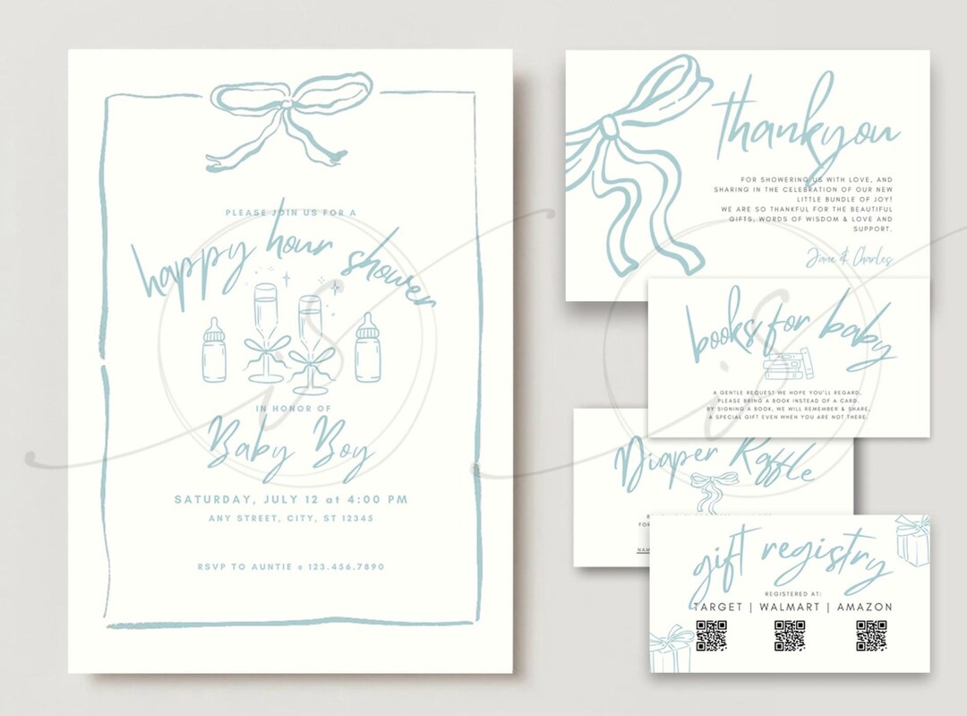 Happy Hour Baby Shower Invitation Bundle | Cocktail Couples Baby Shower ...