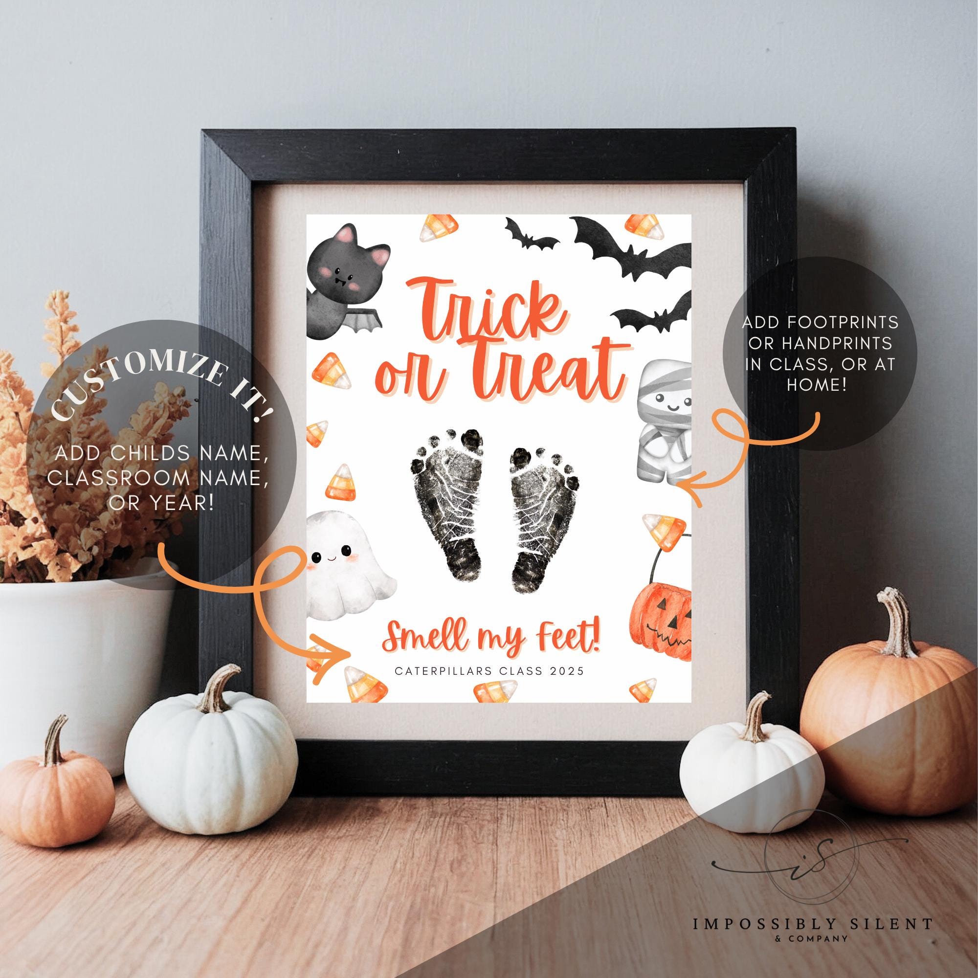 Halloween Footprint Printable, Trick or Treat, Fun Kids Craft, Toddler ...