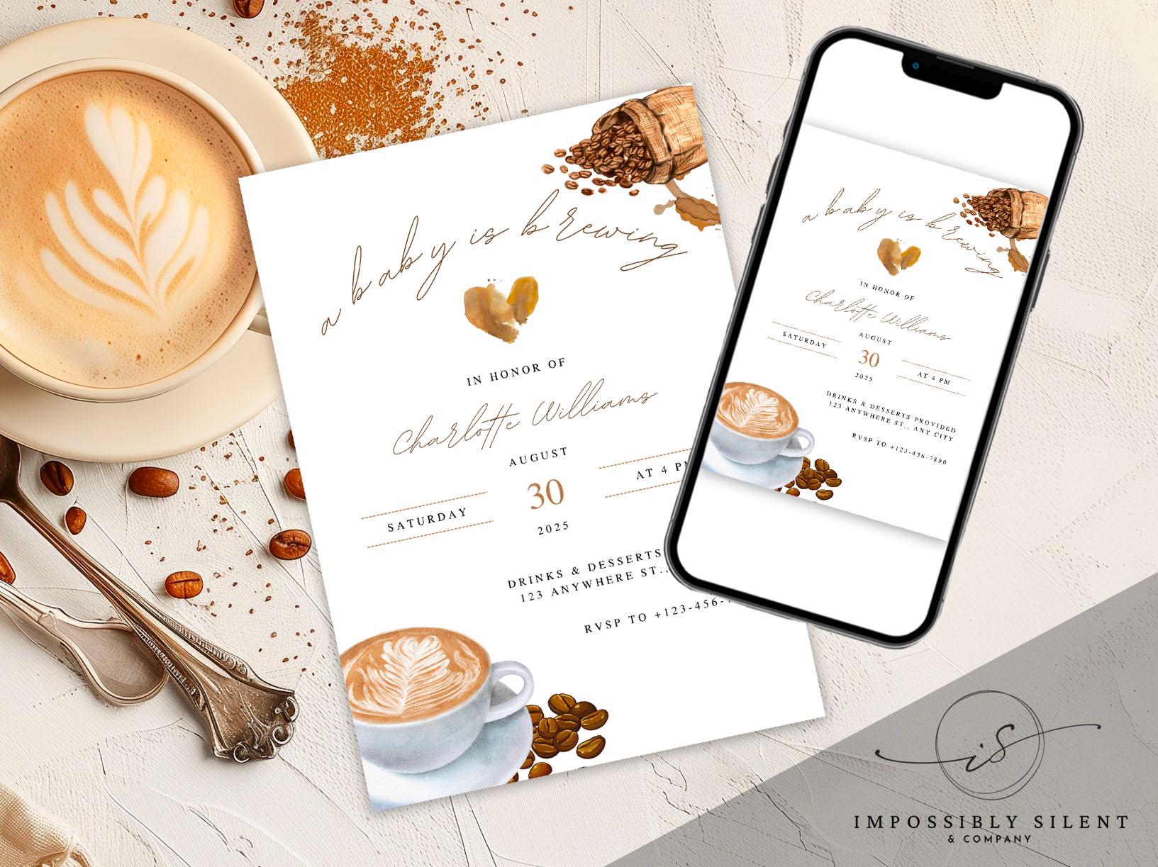 Coffee Bean Baby Shower Invitation, Editable Coffee Invite Set, Gender ...