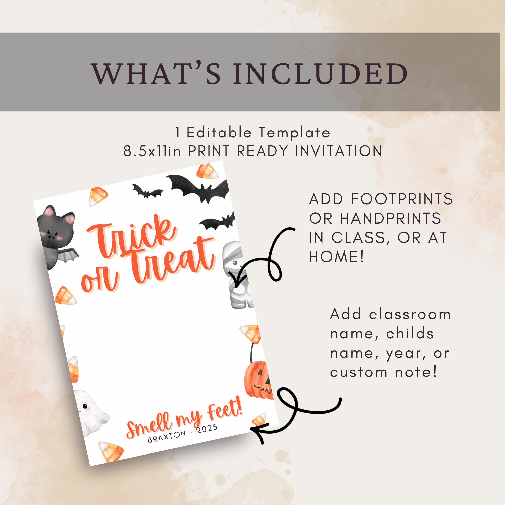 Halloween Footprint Printable, Trick or Treat, Fun Kids Craft, Toddler ...