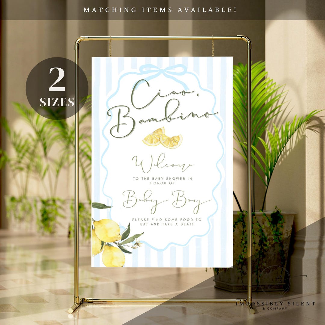 Ciao Baby Shower Welcome Sign, Editable Italian Party Decor, Digital ...