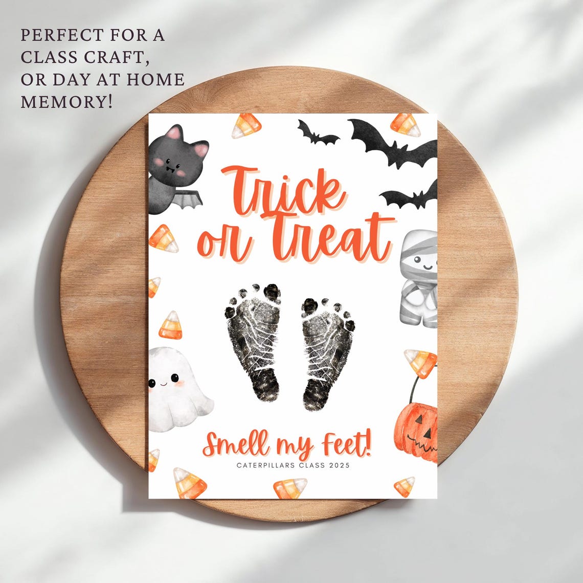 Halloween Footprint Printable, Trick or Treat, Fun Kids Craft, Toddler ...