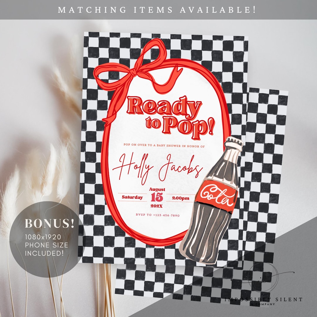 Ready to Pop Baby Shower Invitation, Soda Pop Baby Shower Invite, Retro ...