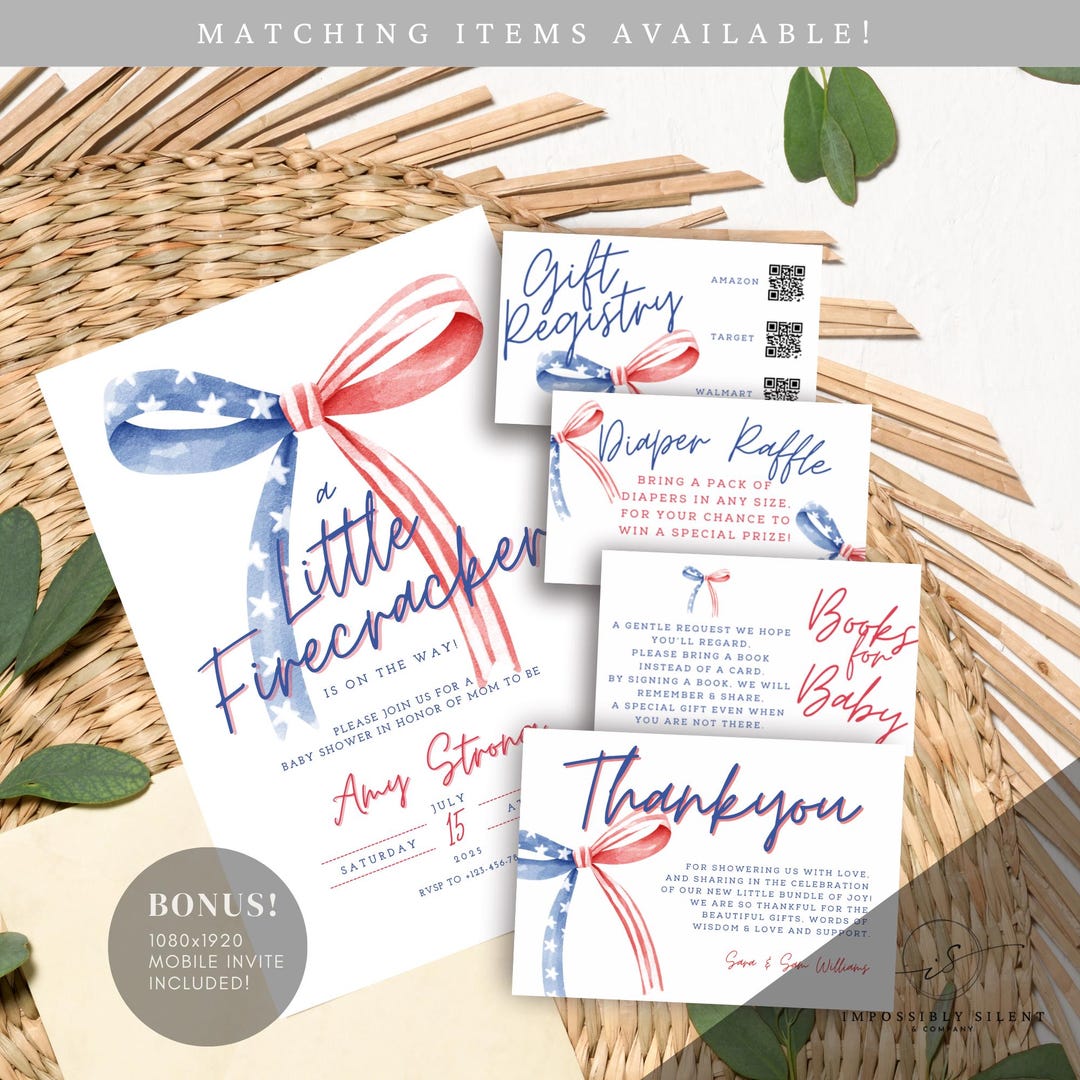 Little Firecracker Invitation Bundle, Red White and Due, 4th of July ...