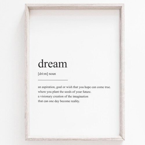 Dream Definition Printable Art Print Printable Definition | Etsy