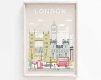 London Printable, London Wall Art, Travel Print, Art Print, London ...