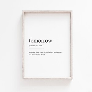 Printable Art, Tomorrow Definition Print, Wall Art Prints, Printable ...