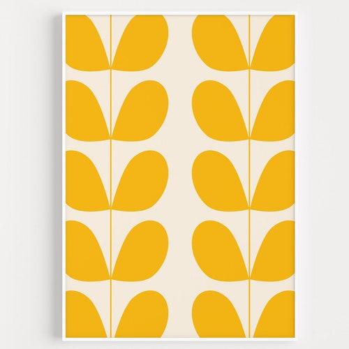 Yellow Print Mid Century Printable Art Mid Century Print - Etsy