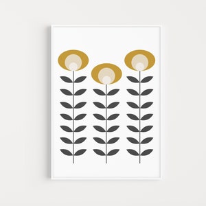Flower Print, Scandinavian, Printable Wall Art, Wall Art Prints, Flower ...