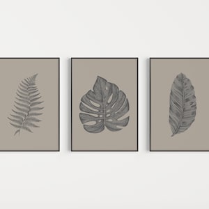 Leaf Print, Botanical Printable, Set of Prints, Leaf Wall Art, Wall Art ...