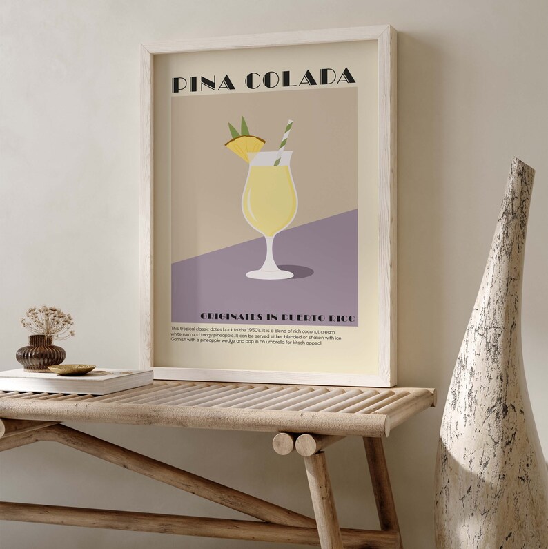 Pina Colada Print, Kitchen Print, Drinking Print, Cocktail Print, Gift ...