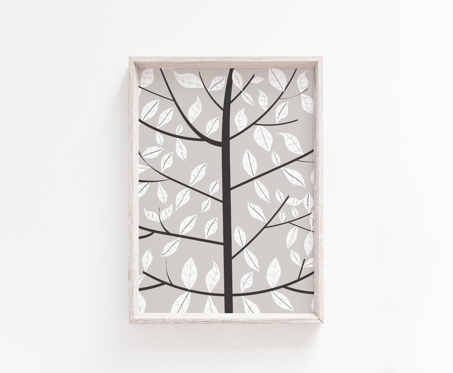 Printable Wall Art Grey Printable Wall Art Print Tree | Etsy