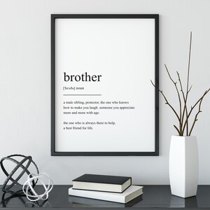Brother Gift, Printable Wall Art, Brother Definition, Prints, Wall Art ...
