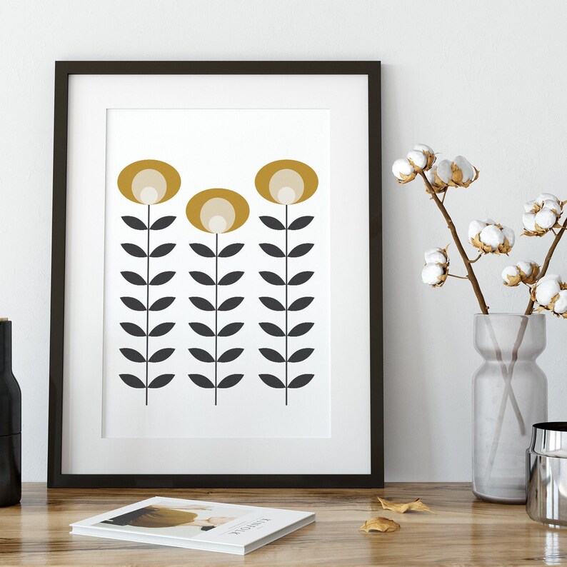 Flower Print, Scandinavian, Printable Wall Art, Wall Art Prints, Flower ...