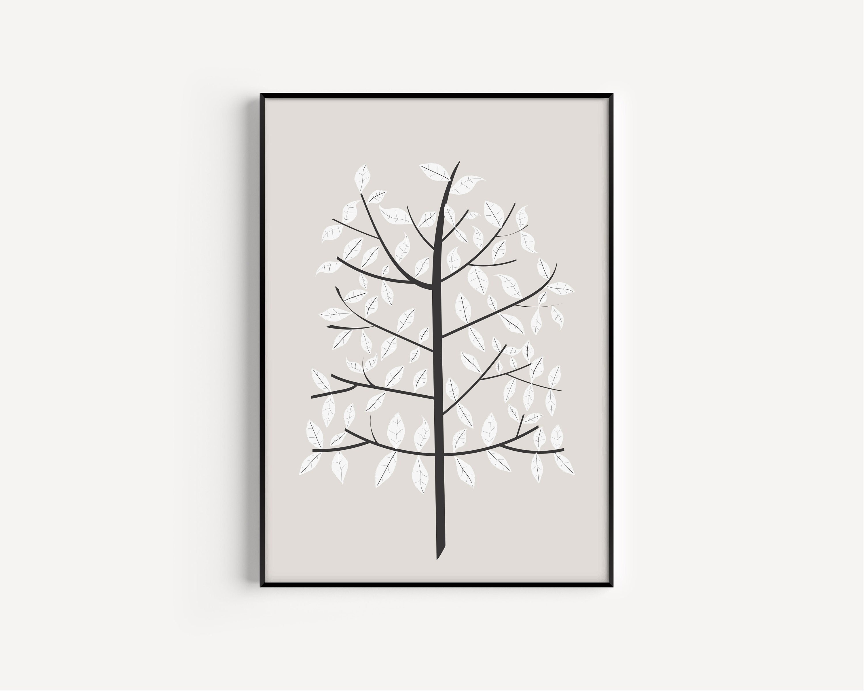 Tree Print Tree Wall Art Grey Print Tree Printable Grey | Etsy