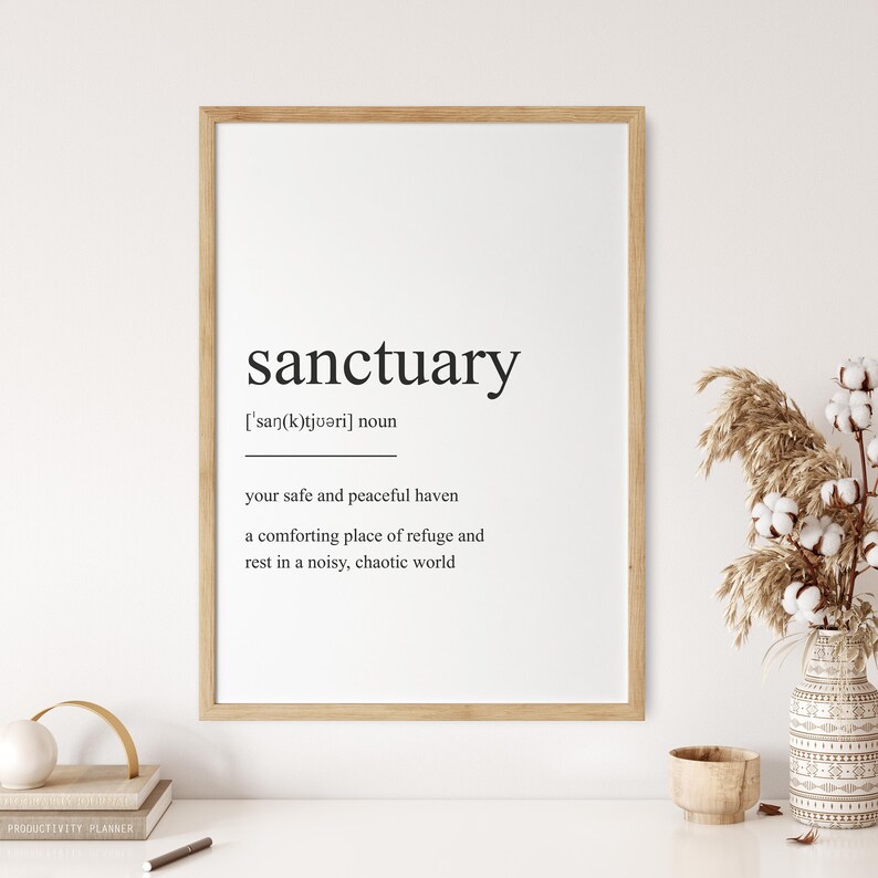 Printable Art, Sanctuary Definition, Home Definition Print, Wall Art ...