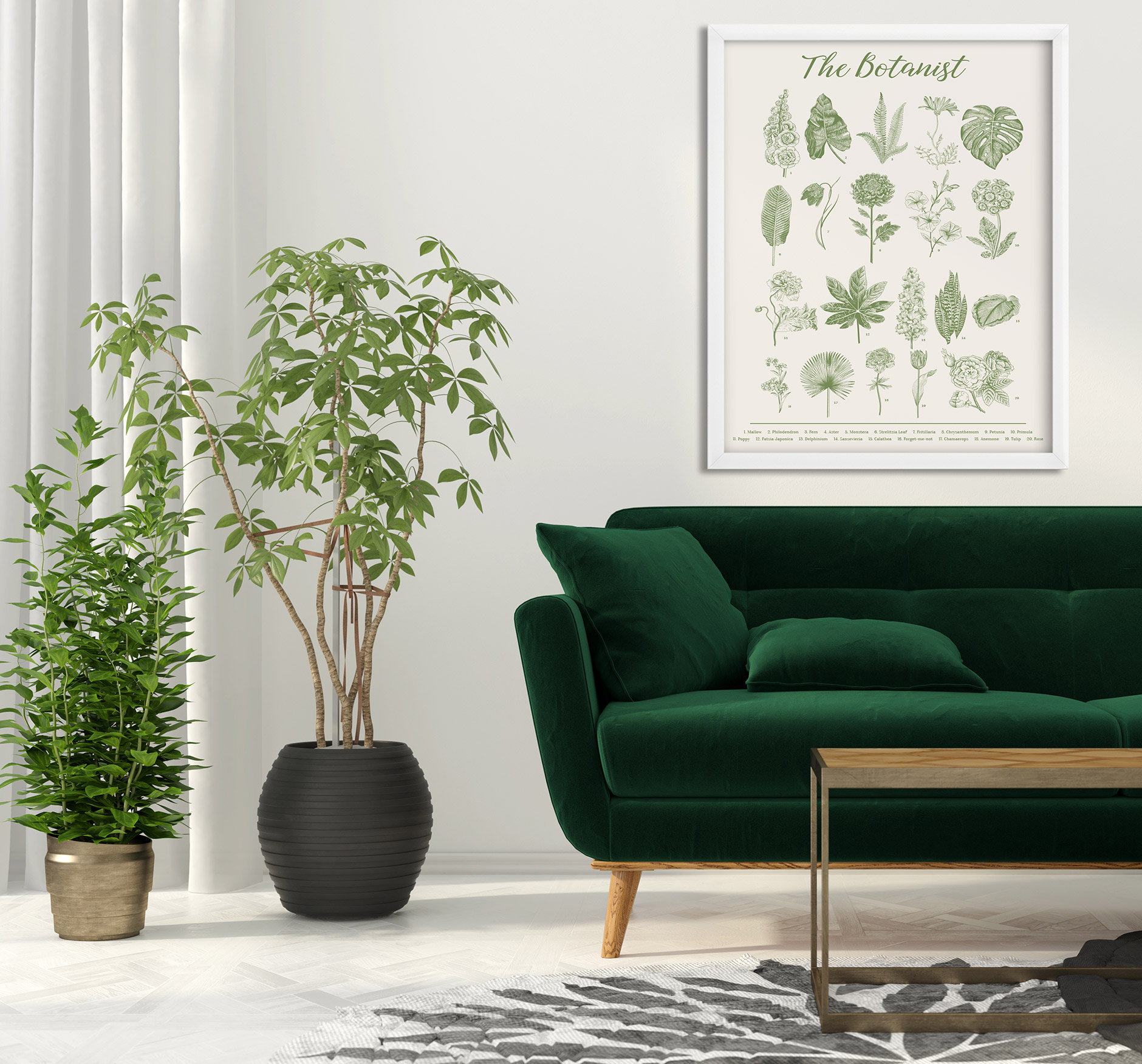 Botanical Print Green Print Green Wall Art Printable Art | Etsy