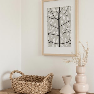 Printable Wall Art, Grey Printable, Wall Art Print, Tree Printable ...
