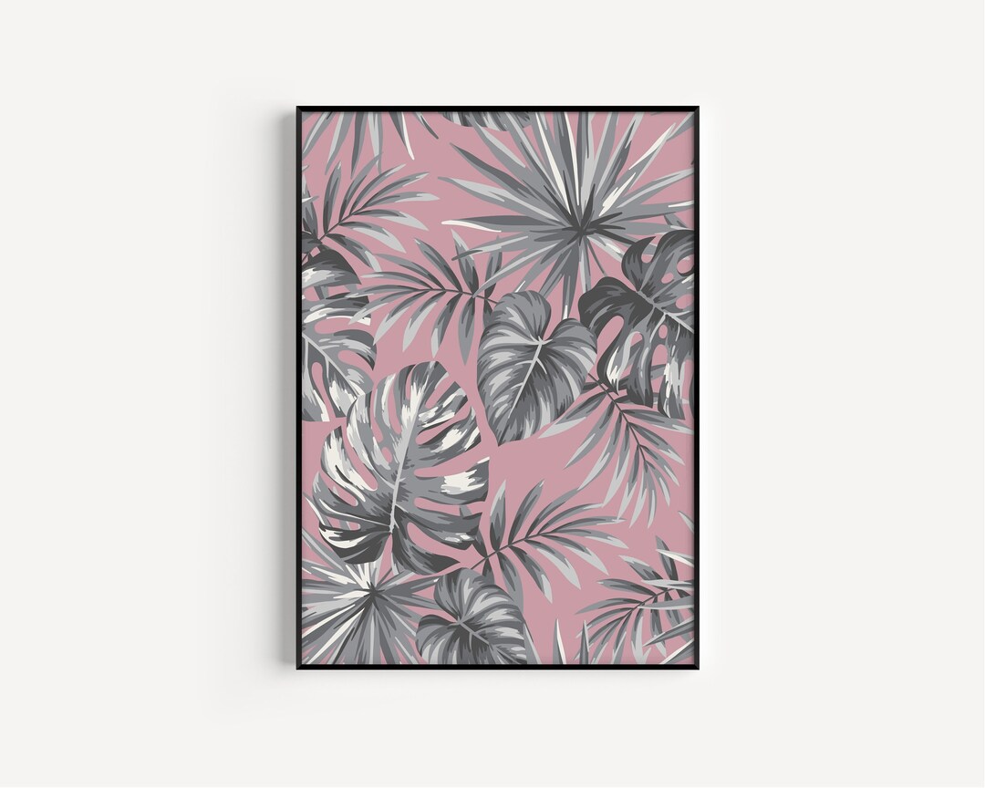 Pink Print, Pink Printable, Leaf Print, Pink Leaf Print, Pink Botanical ...