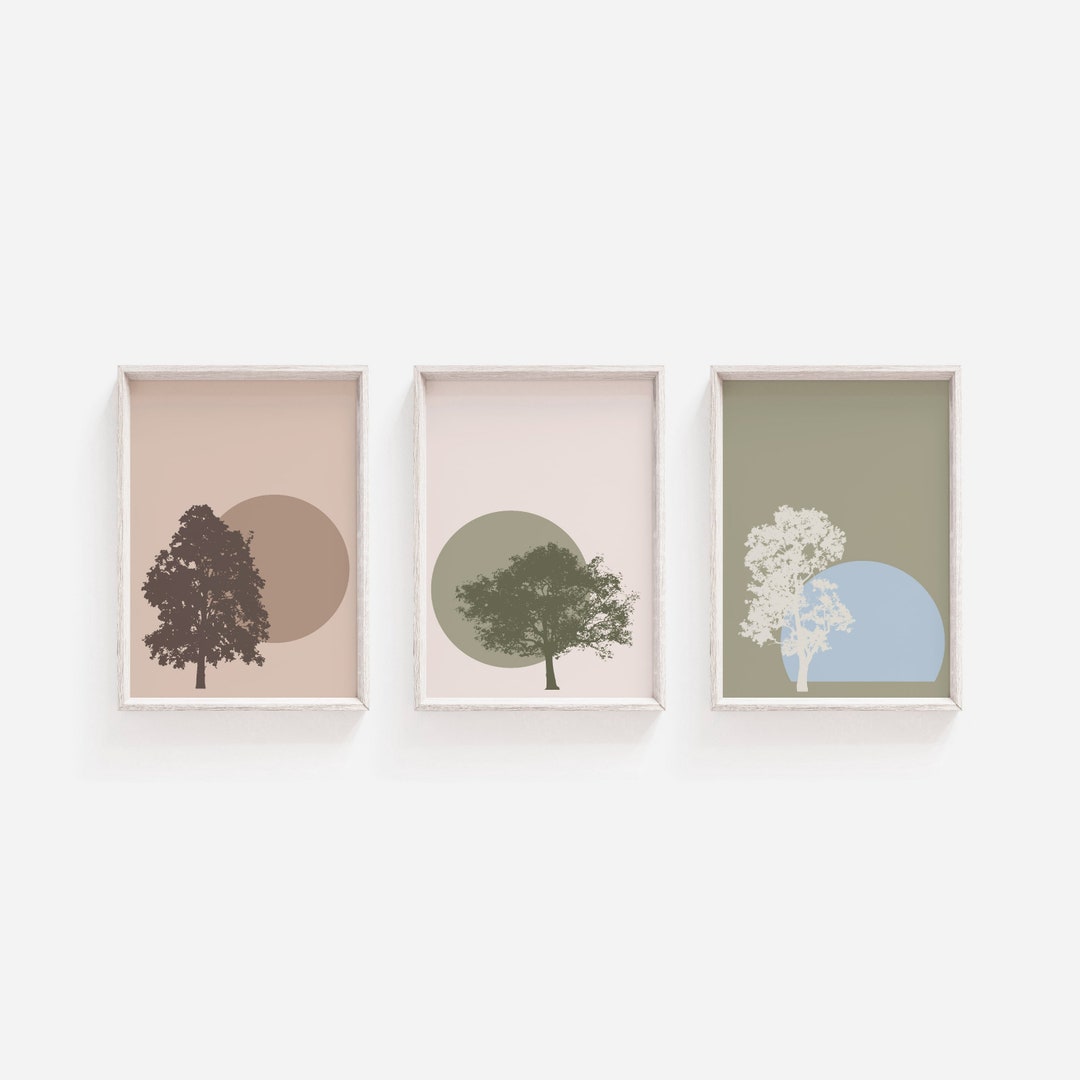 Set of Prints, Tree Wall Art, Tree Printable, Beige Print, Tree Print ...