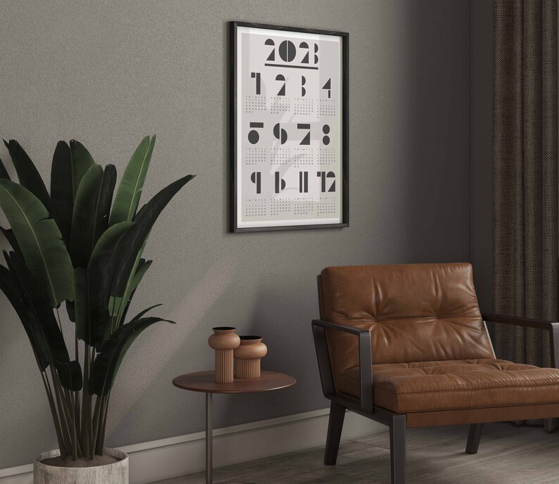 Printable Calendar Grey Calendar 2023 Calendar 2023 Wall - Etsy