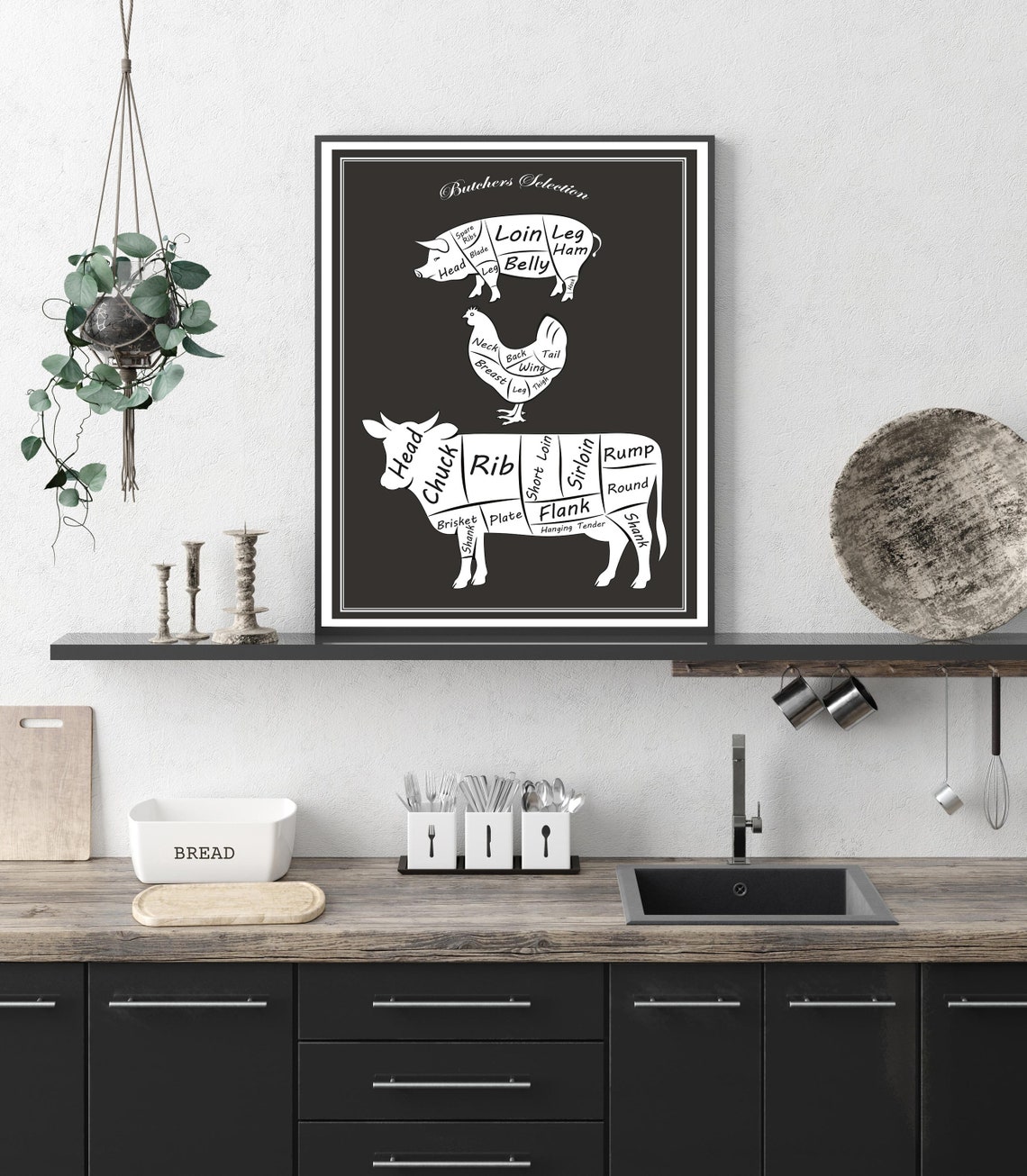 Wall Art Printable Wall Art Butcher Printable Kitchen | Etsy