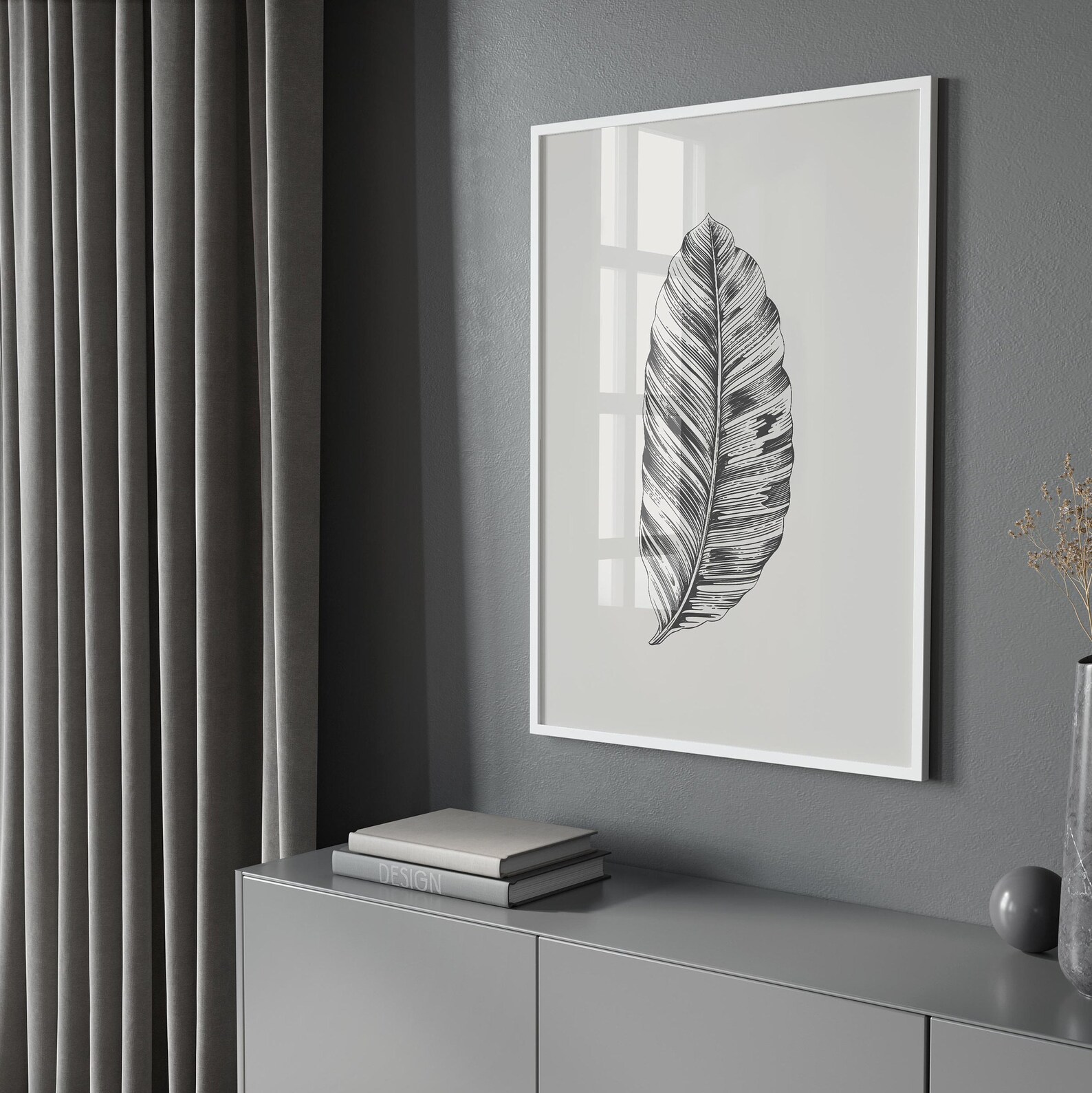 Grey Prints, Set of Prints, Leaf Print, Leaf Wall Art, Wall Art Prints ...