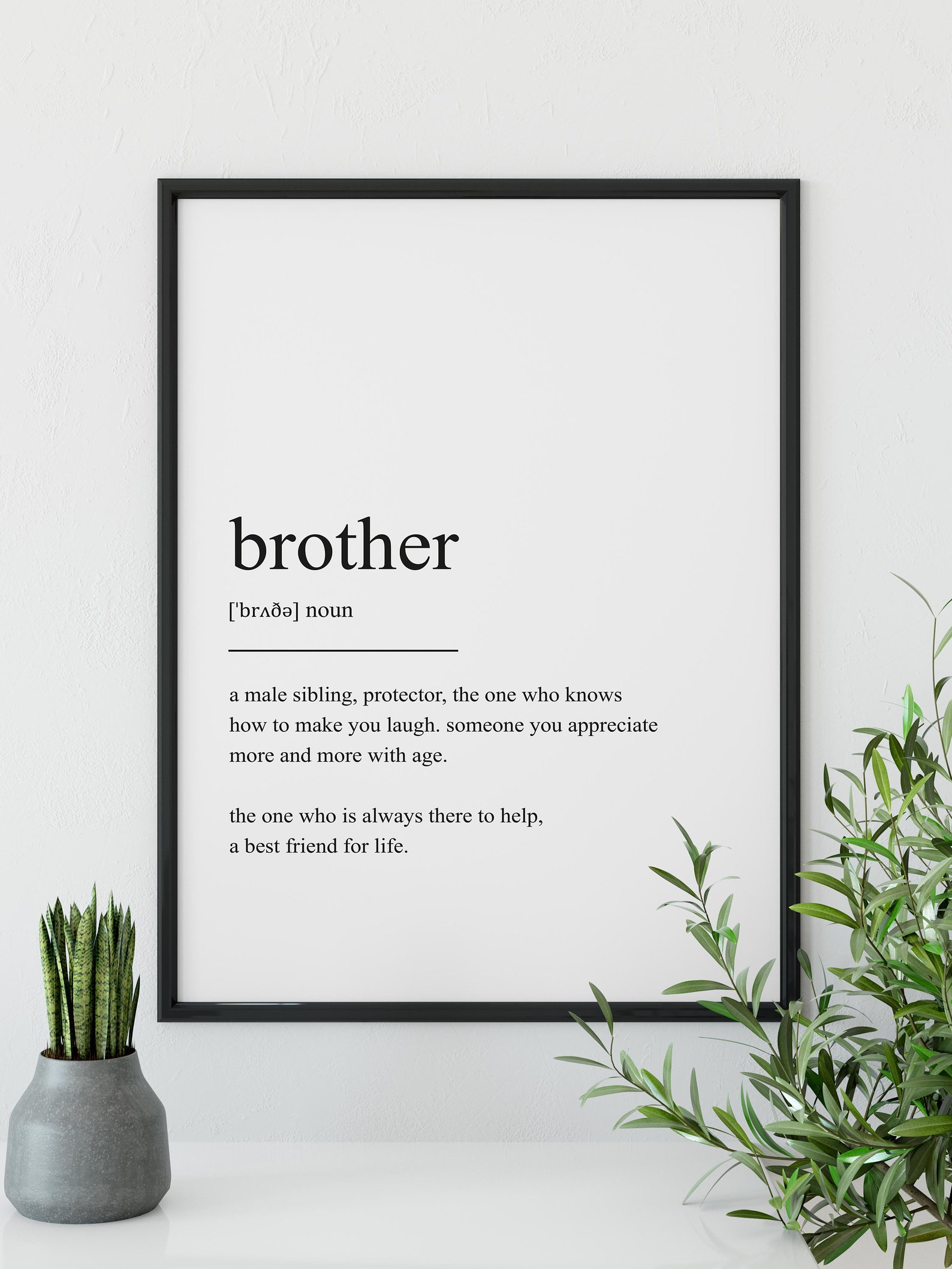 Brother Gift Printable Wall Art Brother Definition Prints | Etsy