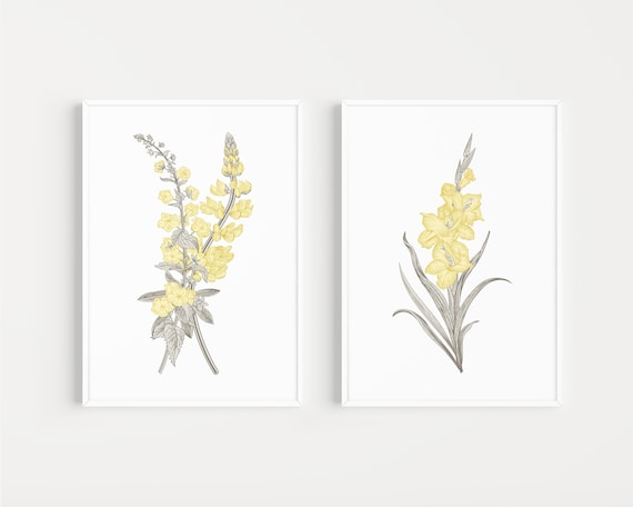 Flower Print Set Wall Art Printable Art Flower Prints - Etsy