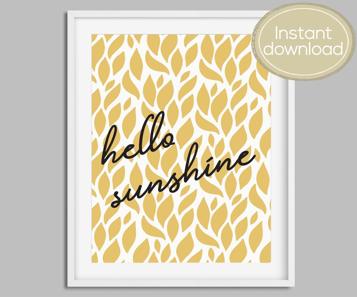 Hello Sunshine Printable Yellow Wall Art Wall Art Print | Etsy