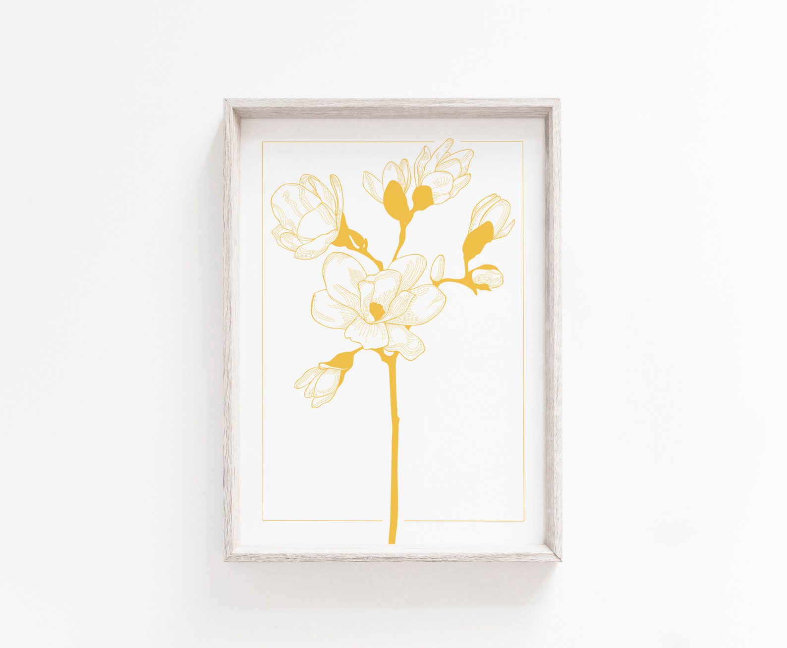 Yellow Prints, Wall Art Print, Printable, Yellow, Set of Prints, Flower ...