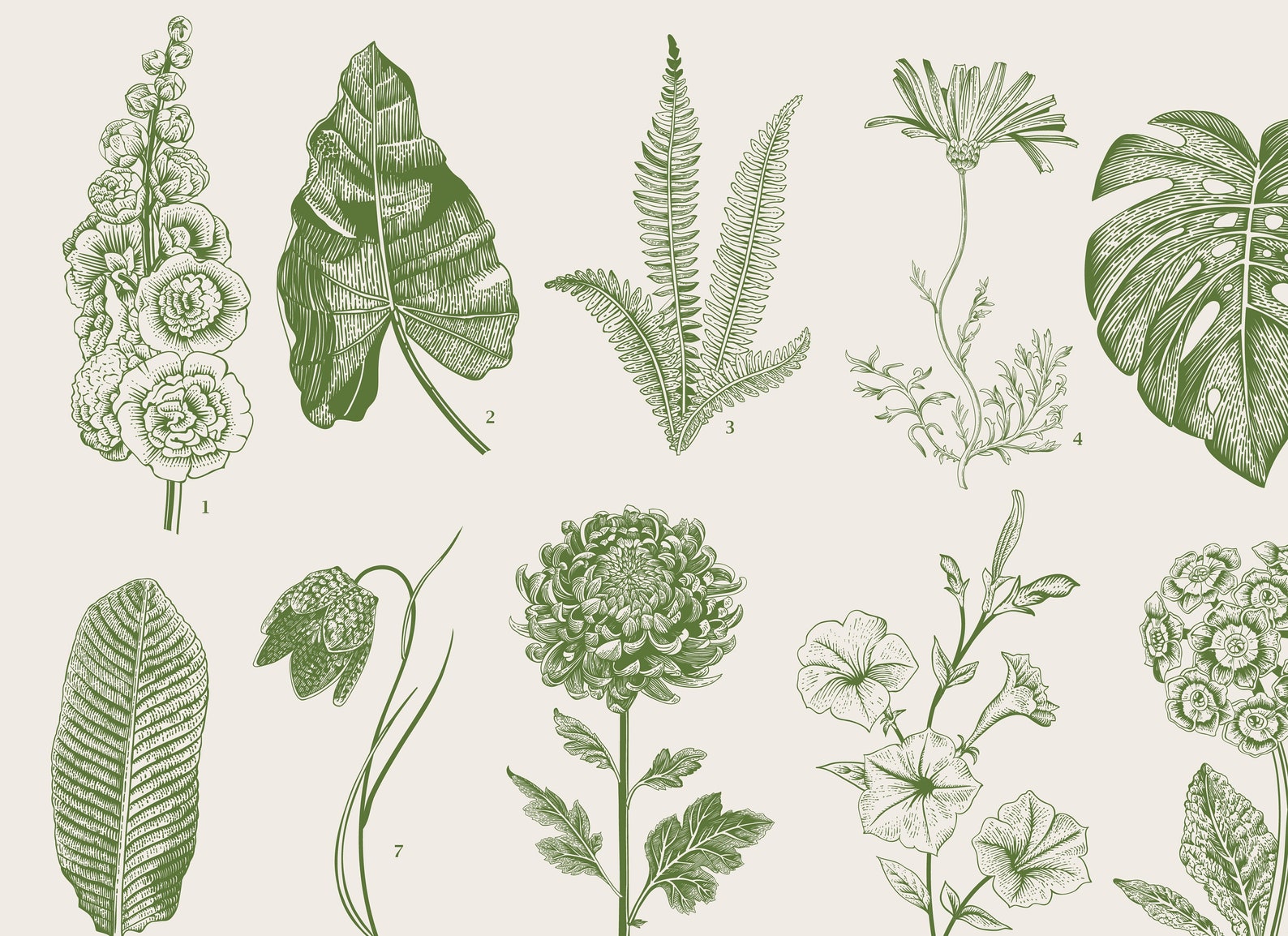 Botanical Print Green Print Green Wall Art Printable Art | Etsy