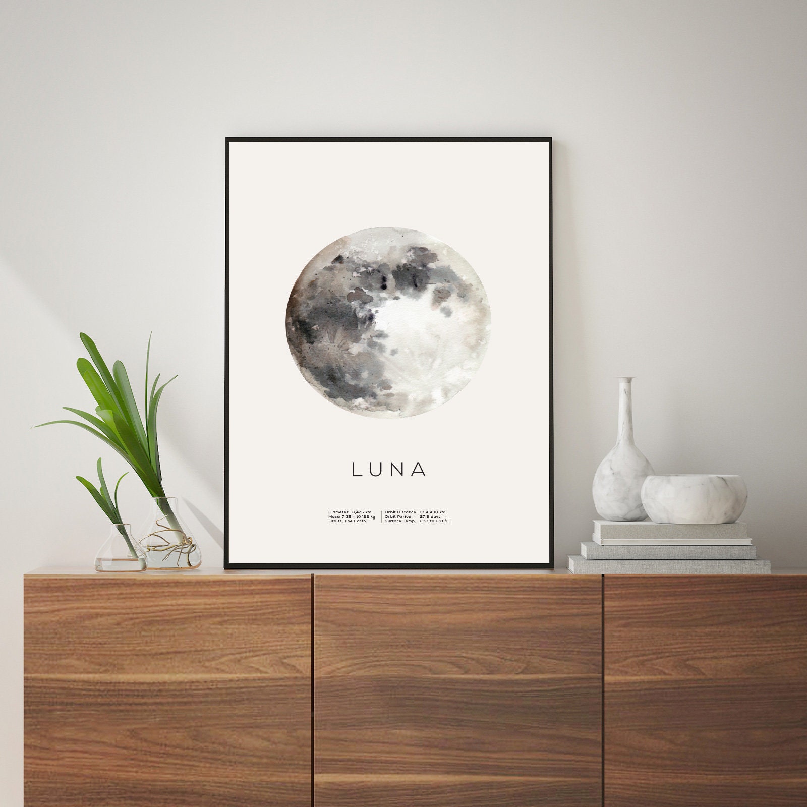 Moon Print Printable Art Wall Art Print Moon Wall Art Moon | Etsy