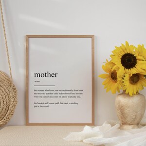 Printable Art, Mothers Day, Mother Definition Print, Wall Art Print ...