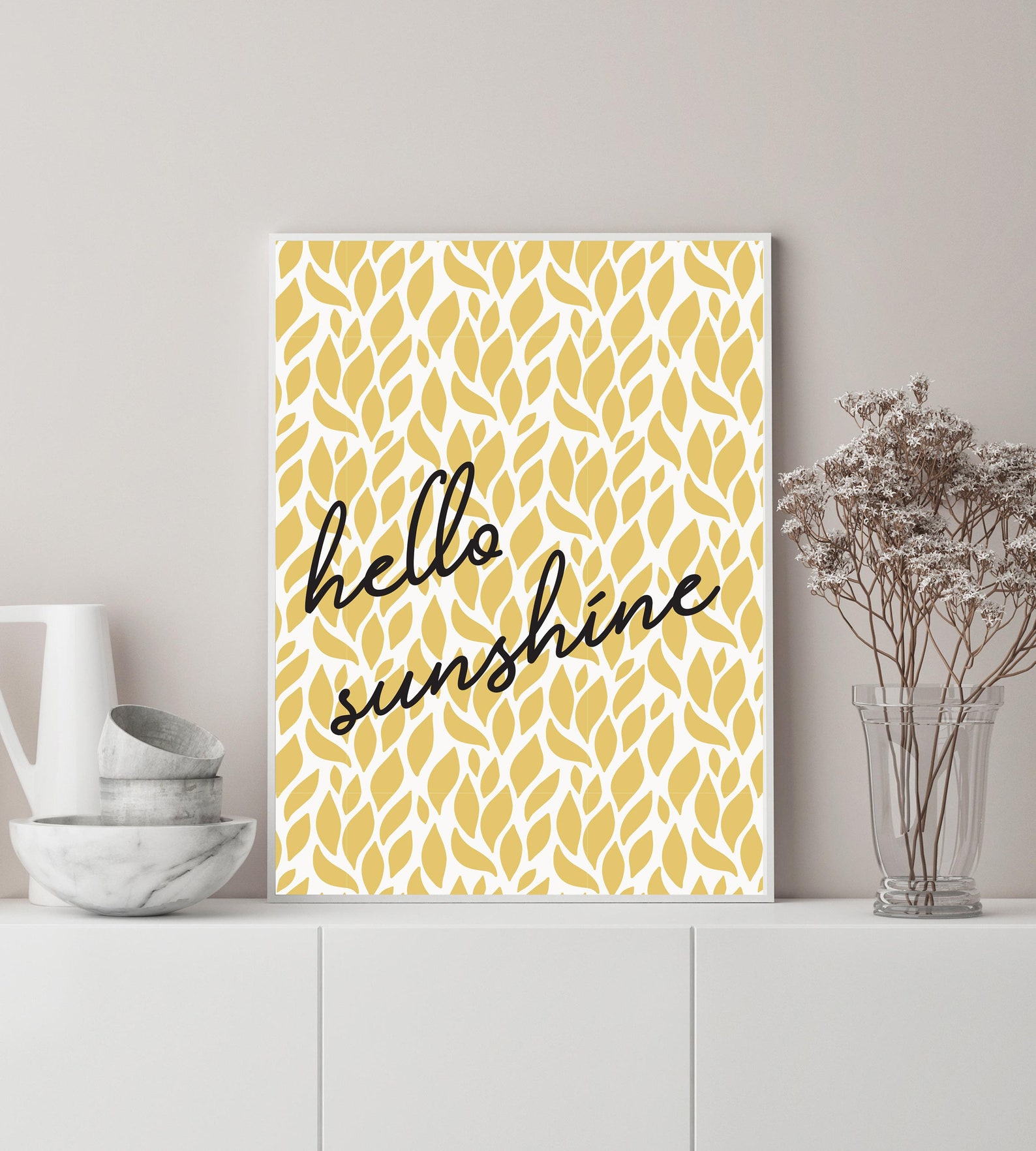 Hello Sunshine Printable Yellow Wall Art Wall Art Print - Etsy
