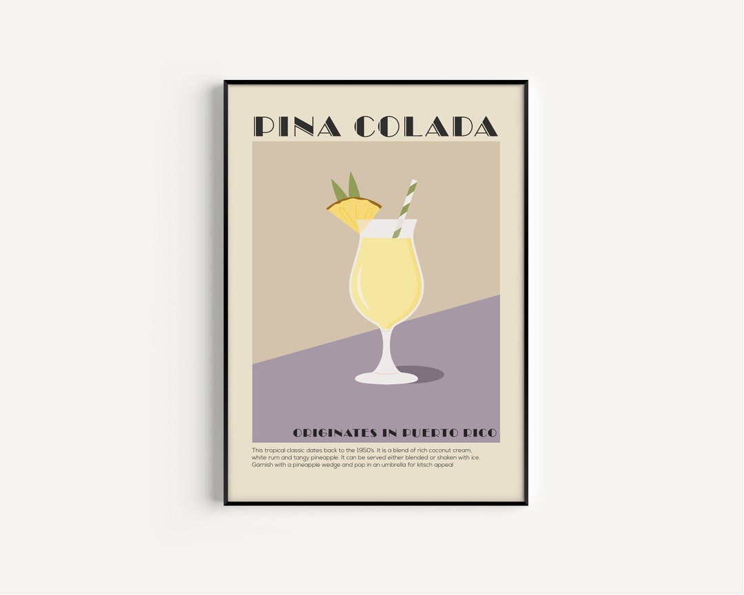 Pina Colada Print, Kitchen Print, Drinking Print, Cocktail Print, Gift ...