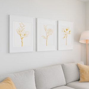 Yellow Prints, Wall Art Print, Printable, Yellow, Set of Prints, Flower ...