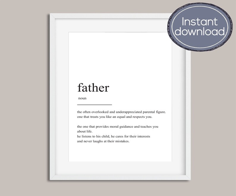 Father Definition Print Printable Art Wall Art Instant - Etsy