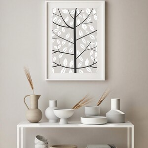 Printable Wall Art, Grey Printable, Wall Art Print, Tree Printable ...