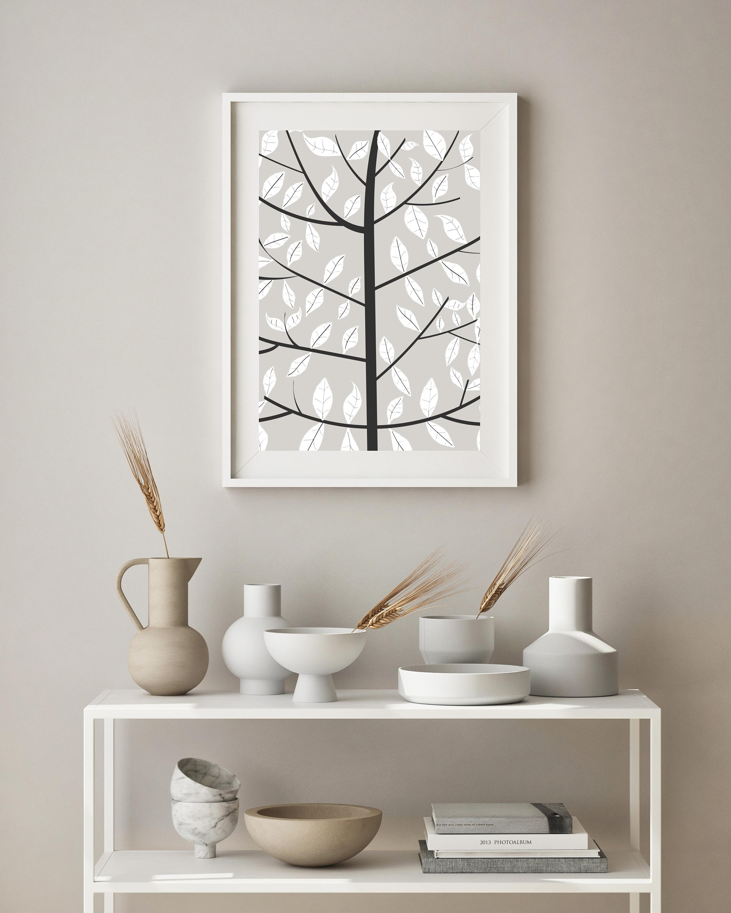 Printable Wall Art Grey Printable Wall Art Print Tree | Etsy