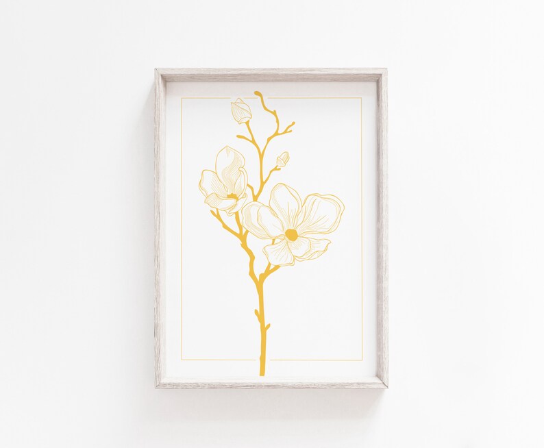 Yellow Prints, Wall Art Print, Printable, Yellow, Set of Prints, Flower ...