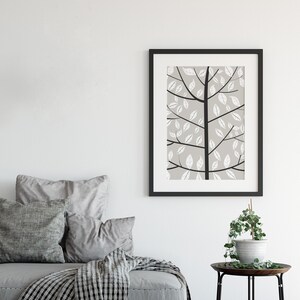 Printable Wall Art, Grey Printable, Wall Art Print, Tree Printable ...