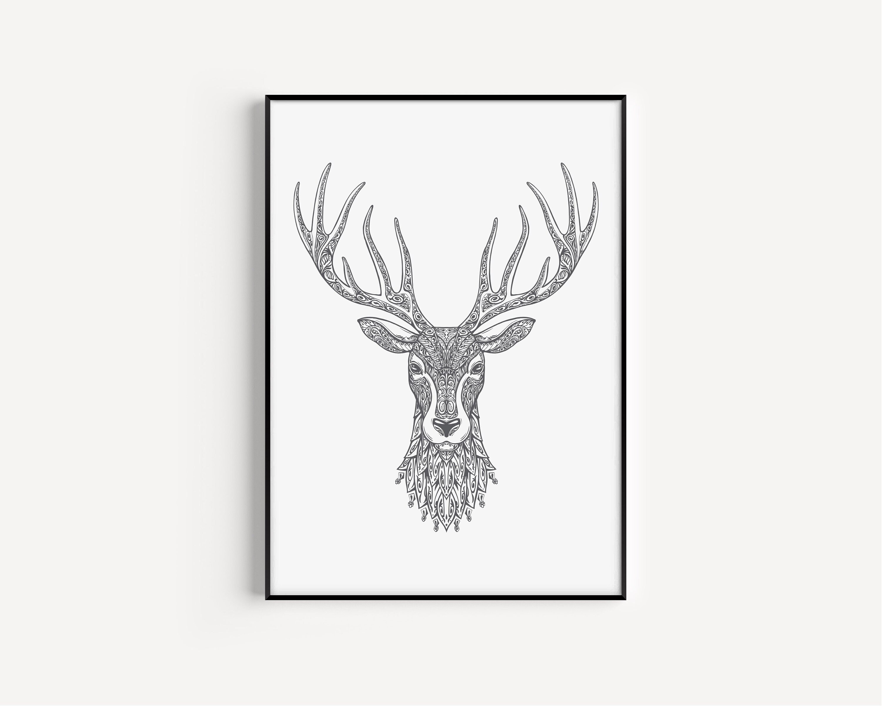 Printable Wall Art Stag Print Stag Art Downloadable Wall | Etsy