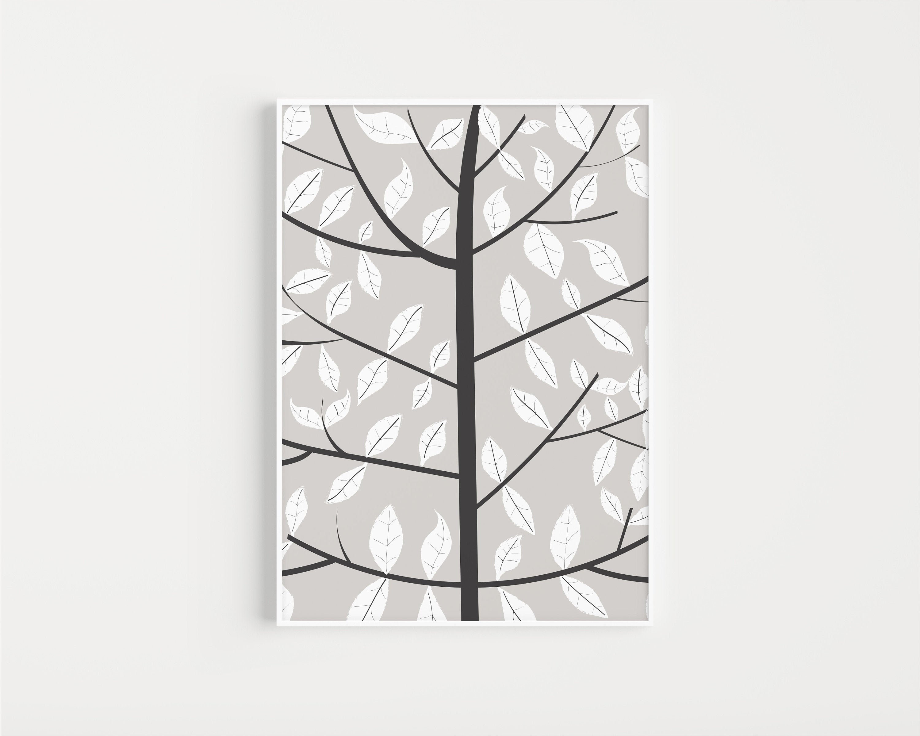 Printable Wall Art Grey Printable Wall Art Print Tree | Etsy