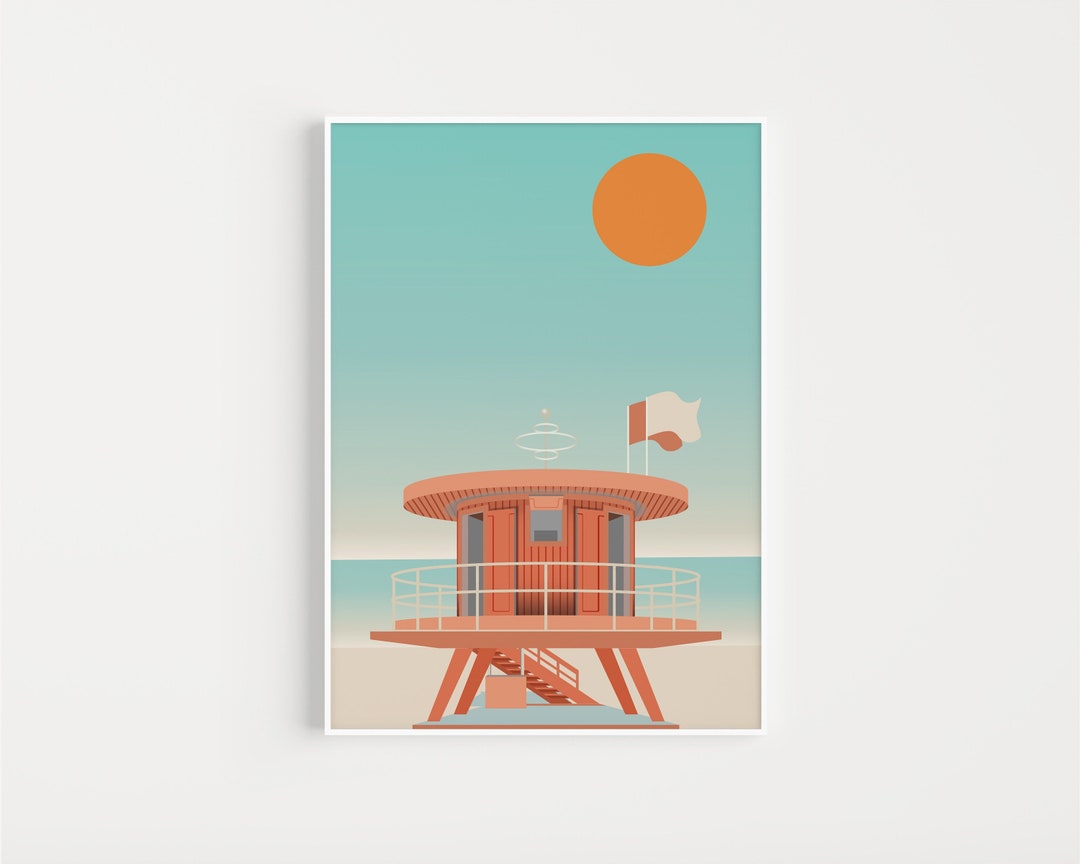 Beach Print, Lifeguard Tower, Wall Art, Printable, Lifeguard Print ...